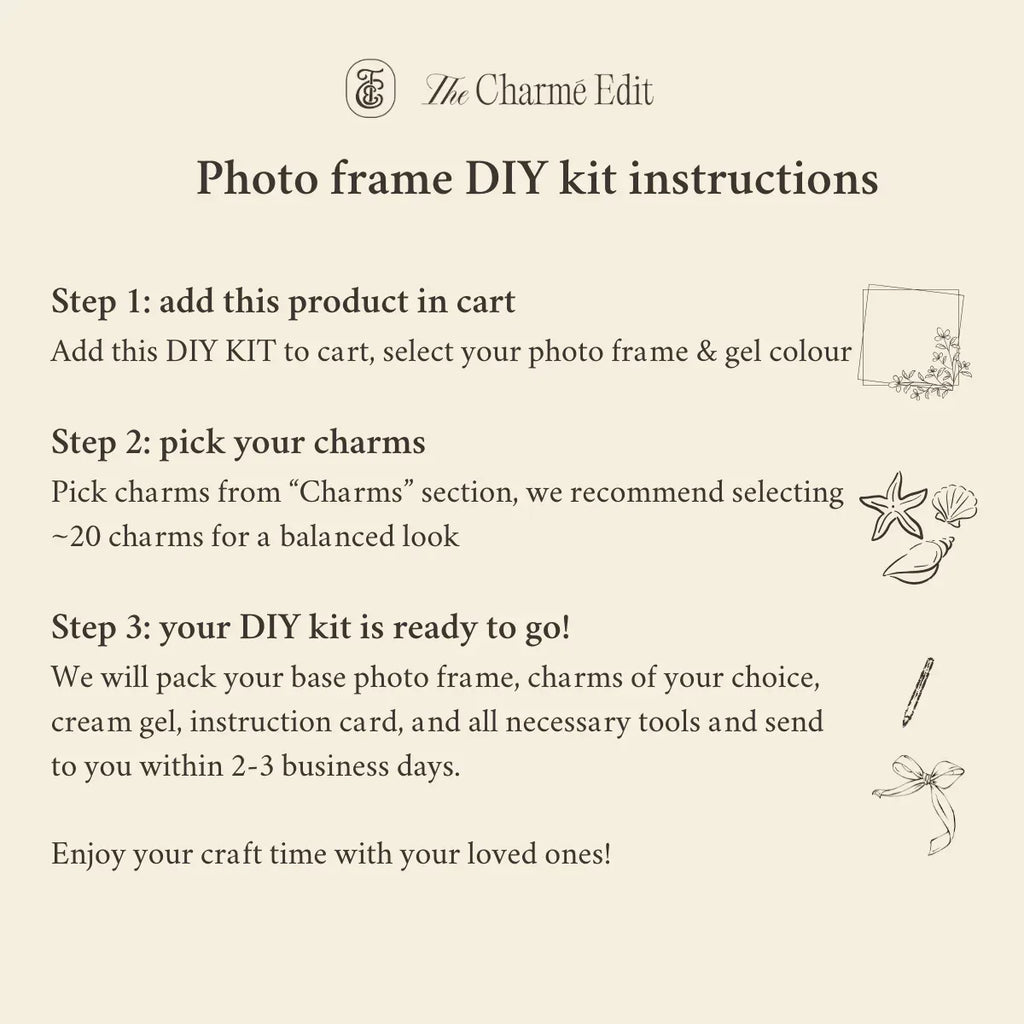 Girls night DIY ideas: DIY photo frame kit with shell and flower charms ...